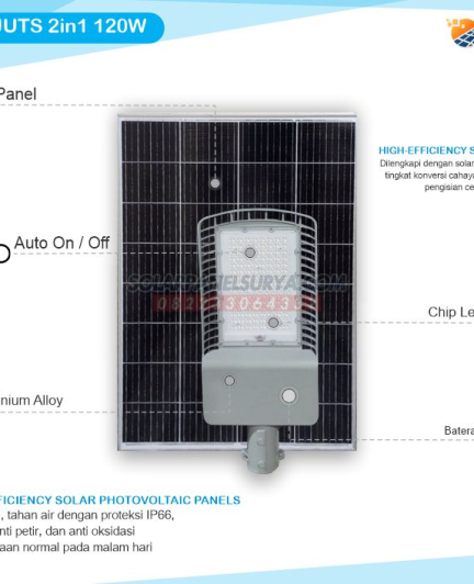 Jual Lampu Jalan Solar Cell PJU 2in1 120 Watt | SOLARPANELSURYA